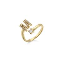 China 18k Gold Plated Initial Letter Ring Diamond Adjustable 26 Alphabets Women for sale