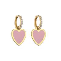 China Heart Gold Enamel Hoop Earrings for sale