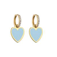 China Heart Gold Enamel Hoop Earrings for sale