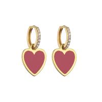 China Heart Gold Enamel Hoop Earrings for sale