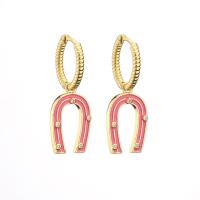 China Gold Plated Enamel U Shape Hoop Earrings Cute Contemporary Pendant Jewelry for Women OEM for sale