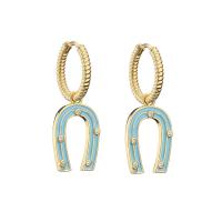 China Gold Plated Enamel U Shape Hoop Earrings Cute Contemporary Pendant Jewelry for Women OEM for sale