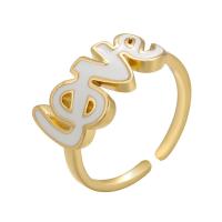 China 14k Gold Plated Copper Brass Open Enamel Love Letter Rings Adjustable Women Jewelry for sale