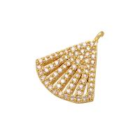 China Gold Plated Copper CZ Seashell Dangle Earrings Pendant 30mm for Women Jewelry Making for sale