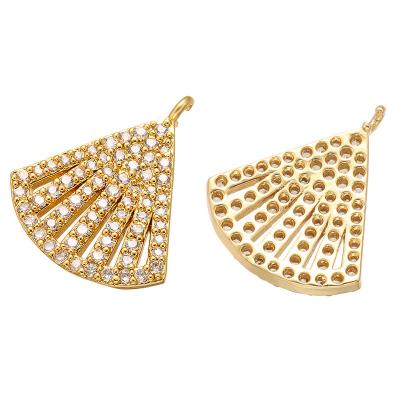 China Gold Plated Copper CZ Seashell Dangle Earrings Pendant 30mm for Women Jewelry Making for sale