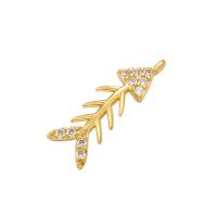 China Zircon Fish Bone Charm Pendant Micro Pave CZ Crystal DIY Jewelry 18mm for sale