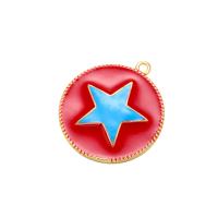 China DIY Pentagram Gold Plated Round Pendant Enamel Coin Shape OEM for sale