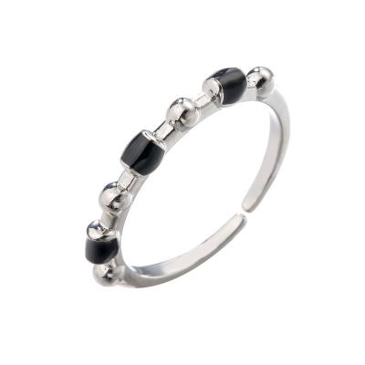 China 925 Sterling Silver Enamel Ring Open Adjustable Women Girls Jewelry Size 6-10 for sale