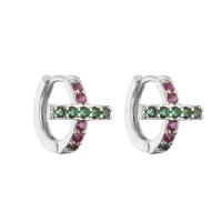 China 925 Sterling Silver Diamond Cross Hoop Earrings for Men OEM Custom 20mm for sale