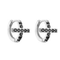 China 925 Sterling Silver Diamond Cross Hoop Earrings for Men OEM Custom 20mm for sale