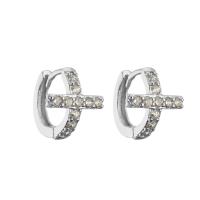China 925 Sterling Silver Diamond Cross Hoop Earrings for Men OEM Custom 20mm for sale