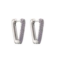 China Sterling Silver Letter V Huggie Earrings Clip Diamond CZ Earrings 14K Gold Plated for sale