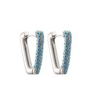 China Sterling Silver Letter V Huggie Earrings Clip Diamond CZ Earrings 14K Gold Plated for sale