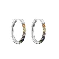 China 925 Sterling Silver Crystal Hoop Huggie Earrings Unisex 10mm for sale