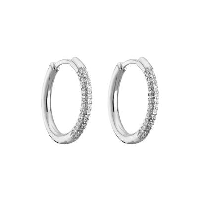 China 925 Sterling Silver Crystal Hoop Huggie Earrings Unisex 10mm for sale