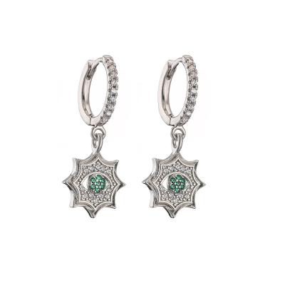 China 925 Sterling Silver Star Hoop Earrings for Women with Cubic Zirconia Crystals for sale