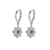 China 925 Sterling Silver Star Hoop Earrings for Women with Cubic Zirconia Crystals for sale
