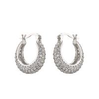 China 925 Sterling Silver Micro Pave Hoop Earrings 5A CZ Stone Fashion Jewelry for Women for sale
