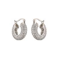 China 925 Sterling Silver Micro Pave Hoop Earrings 5A CZ Stone Fashion Jewelry for Women for sale