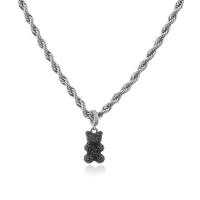 China Custom 925 Sterling Silver Teddy Bear Necklace Classic Zircon Pendant 18K Gold Plated for sale
