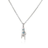 China 925 Sterling Silver Chain Necklace Unique Handsome Middle Finger Pendant for sale