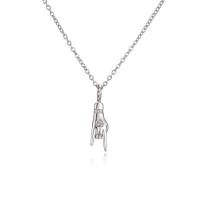 China 925 Sterling Silver Chain Necklace Unique Handsome Middle Finger Pendant for sale