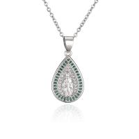 China 925 Sterling Silver Drop Necklace Micro Inlaid Virgin Mary Pendant 18 Inch for sale