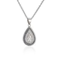 China 925 Sterling Silver Drop Necklace Micro Inlaid Virgin Mary Pendant 18 Inch for sale