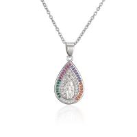 China 925 Sterling Silver Drop Necklace Micro Inlaid Virgin Mary Pendant 18 Inch for sale