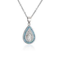 China 925 Sterling Silver Drop Necklace Micro Inlaid Virgin Mary Pendant 18 Inch for sale