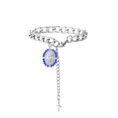 China 925 Sterling Silver Chain Bracelet with Crystal Pendant Customizable Jewelry OEM for sale