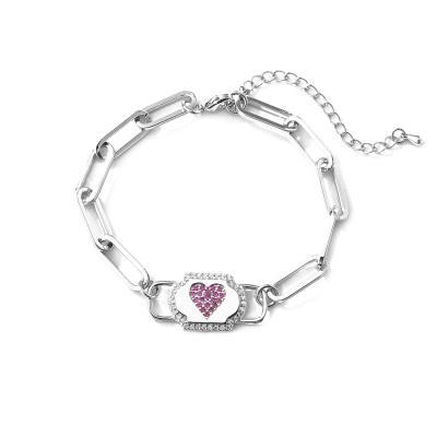 China 925 Sterling Silver Zircon Charm Bracelet Jewelry OEM Custom 7.5 Inch for sale