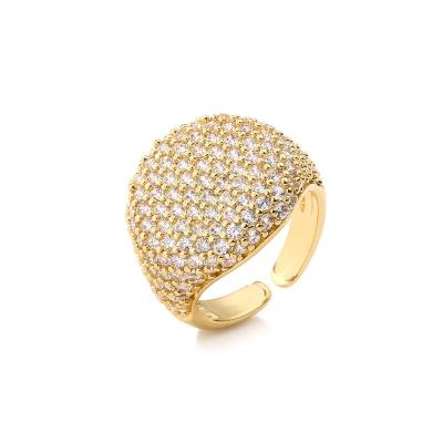 China 18k Gold Plated Chunky Micro Pave CZ Ring Rock Style Men Hip Hop Jewelry Adjustable Size for sale