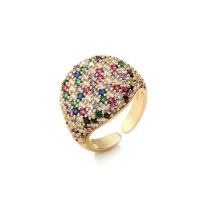 China 18k Gold Plated Chunky Micro Pave CZ Ring Rock Style Men Hip Hop Jewelry Adjustable Size for sale