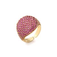 China 18k Gold Plated Chunky Micro Pave CZ Ring Rock Style Men Hip Hop Jewelry Adjustable Size for sale