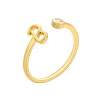 China 18k Gold Plated Diamond Initial Ring Engagement Adjustable Ring for Women for sale