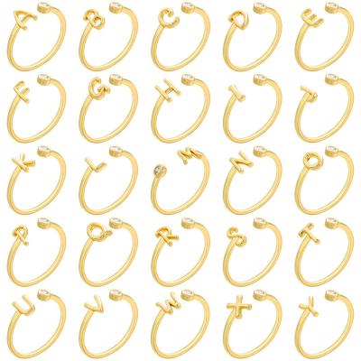 China 18k Gold Plated Diamond Initial Ring Engagement Adjustable Ring for Women for sale