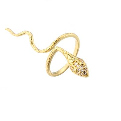 China 18K Gold Plated Snake Diamond Ring Open Adjustable Fashion Jewelry for Women for sale