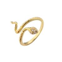 China 18K Gold Plated Snake Diamond Ring Open Adjustable Fashion Jewelry for Women for sale