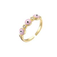 China Colorful Enamel Turkish Evil Eye Diamond Ring 18k Gold Plated for sale