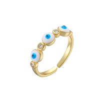 China Colorful Enamel Turkish Evil Eye Diamond Ring 18k Gold Plated for sale