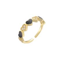 China 18k Diamond Adjustable Finger Ring Gold Pink Enamel Heart Ring OEM for sale