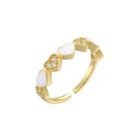 China 18k Diamond Adjustable Finger Ring Gold Pink Enamel Heart Ring OEM for sale
