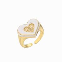 China 18K Gold Plated Micro Pave Diamond Heart Ring Adjustable Size 6-9 for Women for sale