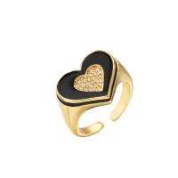 China 18K Gold Plated Micro Pave Diamond Heart Ring Adjustable Size 6-9 for Women for sale