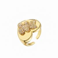 China Adjustable 18K Gold Plated Diamond Heart Open Ring for Women 1.5mm for sale