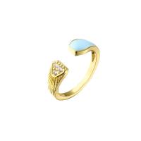 China 18K Gold Plated Diamond Ring Women Open Enamel Ring OEM ODM for sale