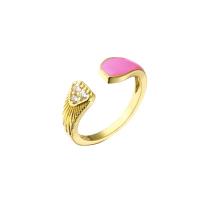 China 18K Gold Plated Diamond Ring Women Open Enamel Ring OEM ODM for sale