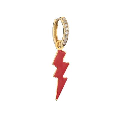 China CZ Lightning Bolt Hoop Earrings Gold Plated Enamel 2 Inch Fashion Jewelry for sale
