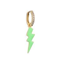 China CZ Lightning Bolt Hoop Earrings Gold Plated Enamel 2 Inch Fashion Jewelry for sale